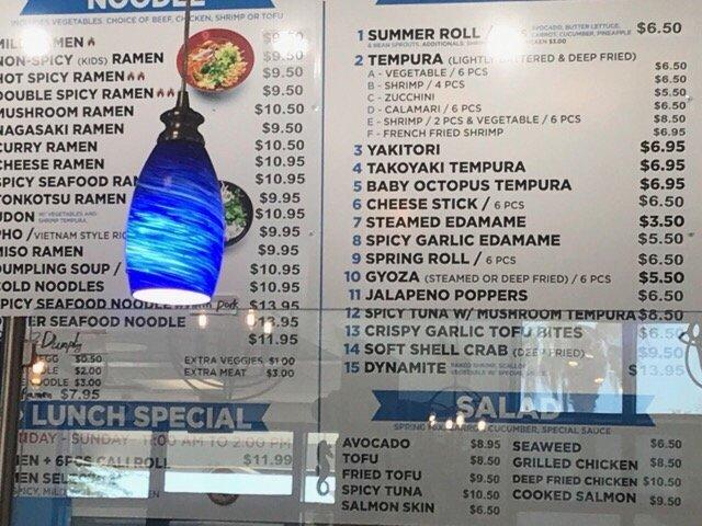 Menu at Poke & Noodle Japanese Cuisine restaurant, El Centro