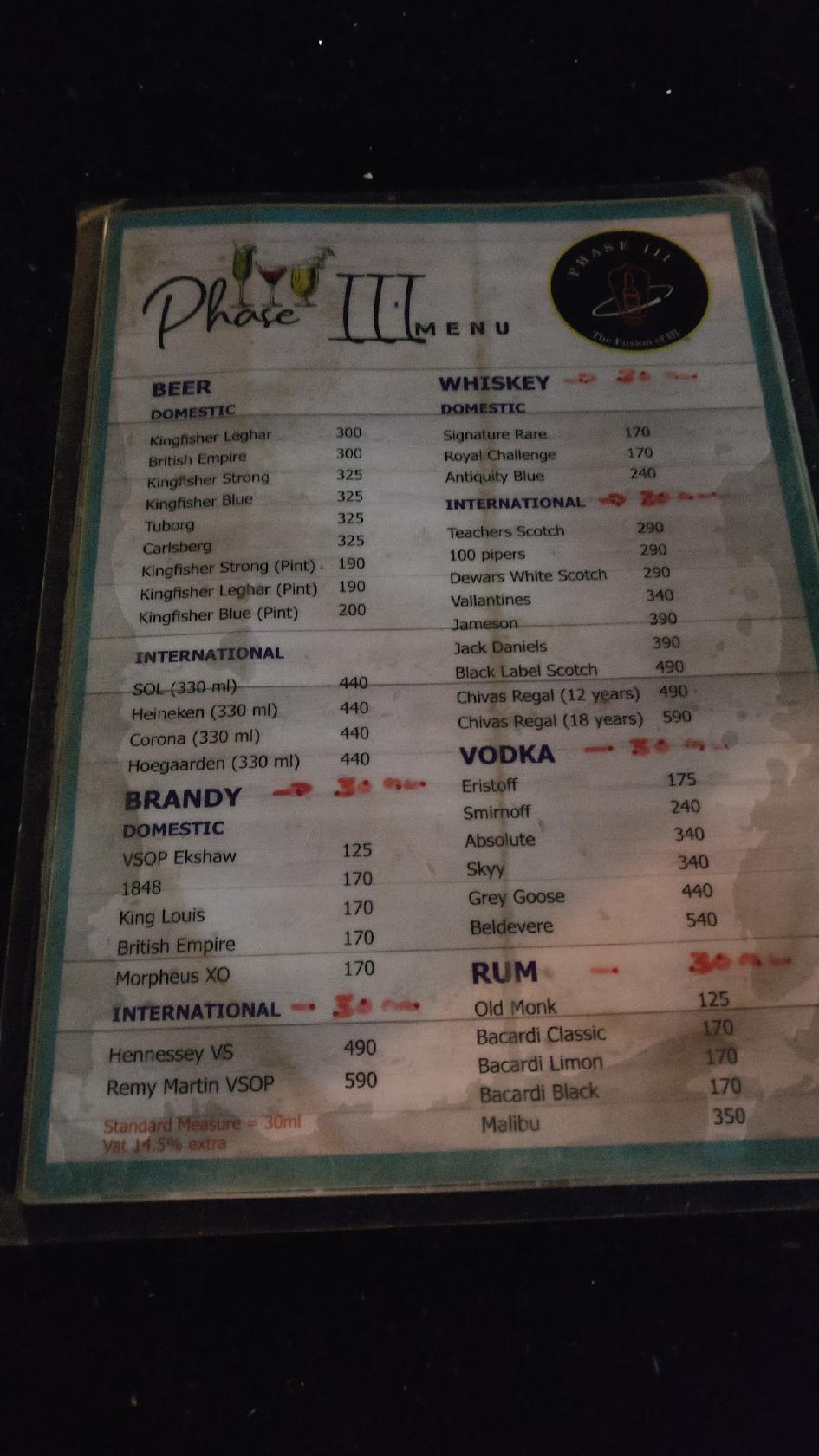 Menu at The Catch At ECR, Chennai