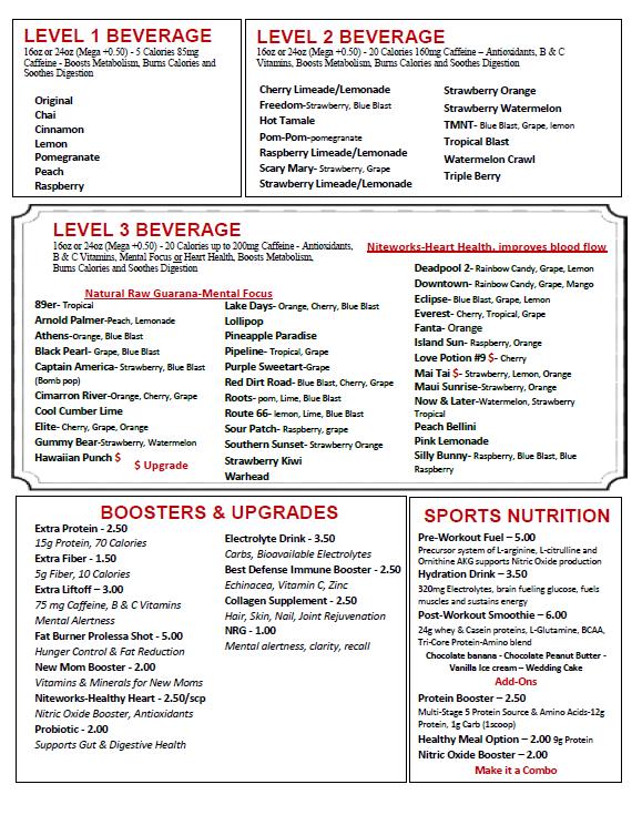 Menu at The Gathering Nutrition and Energy Spot pub & bar, Oklahoma City