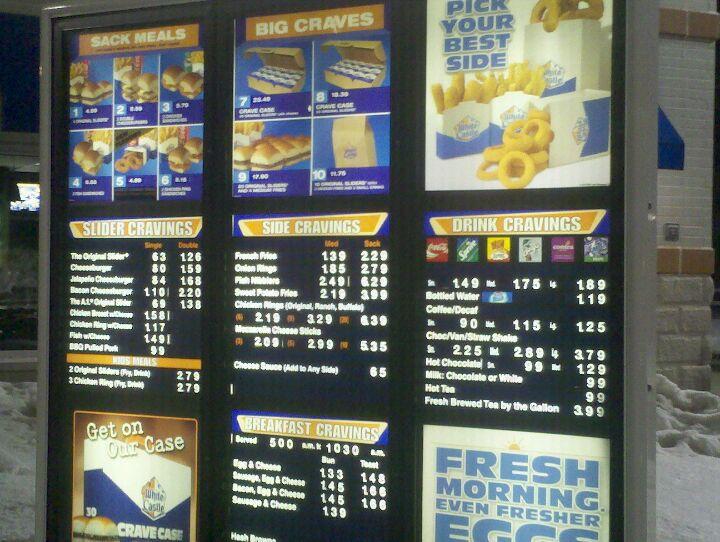 Menu at White Castle fast food, New Lenox, 401 E Lincoln Hwy