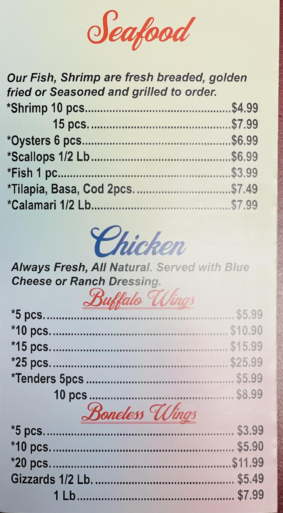 Menu at Yummy Homestyle Buffet restaurant, Tampa