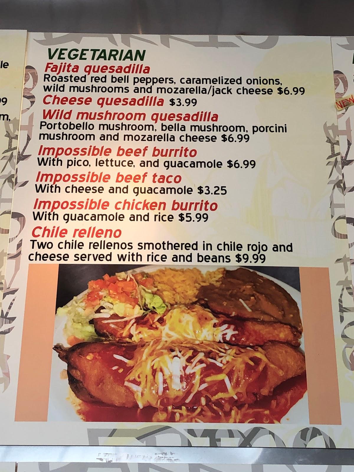 Menu at Barrio Fries Mexican food, Española
