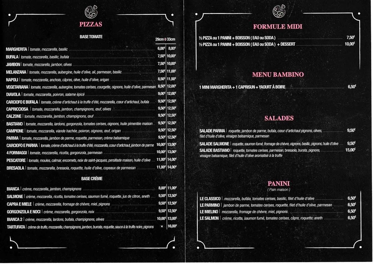 Menu at Pizza Bastiano pizzeria, Muret, 9 Avenue Pierre II d'Aragon