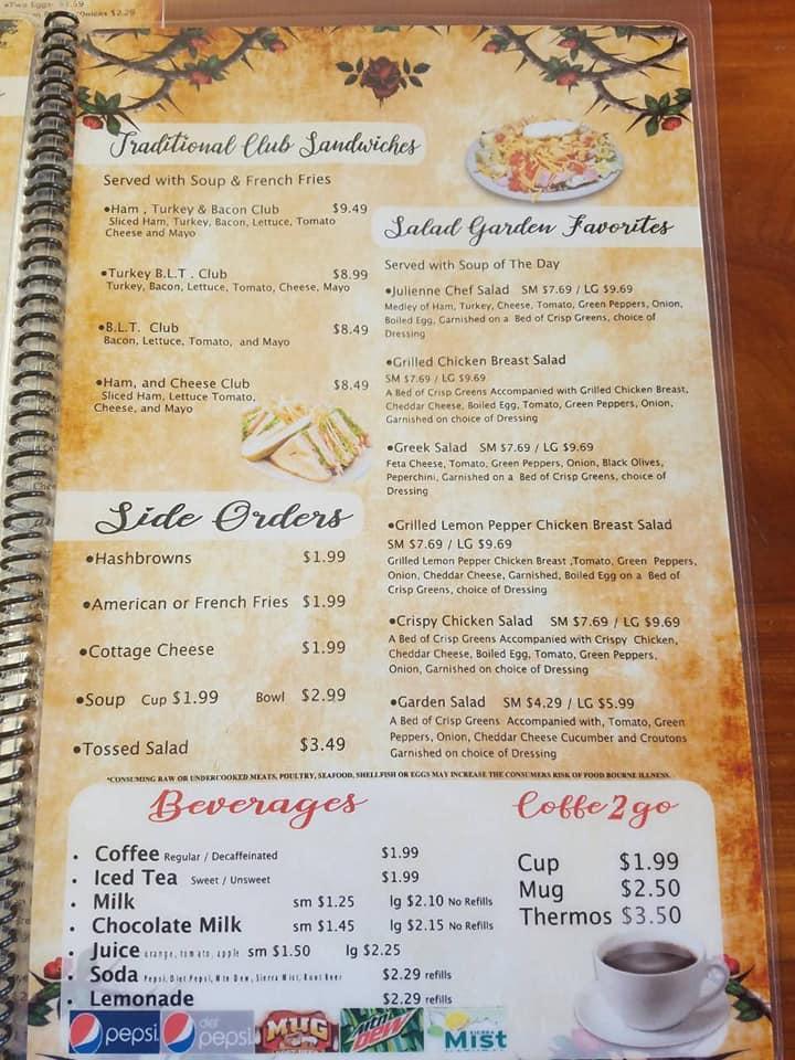 Menu at Rose Garden Family Restaurant, Astor