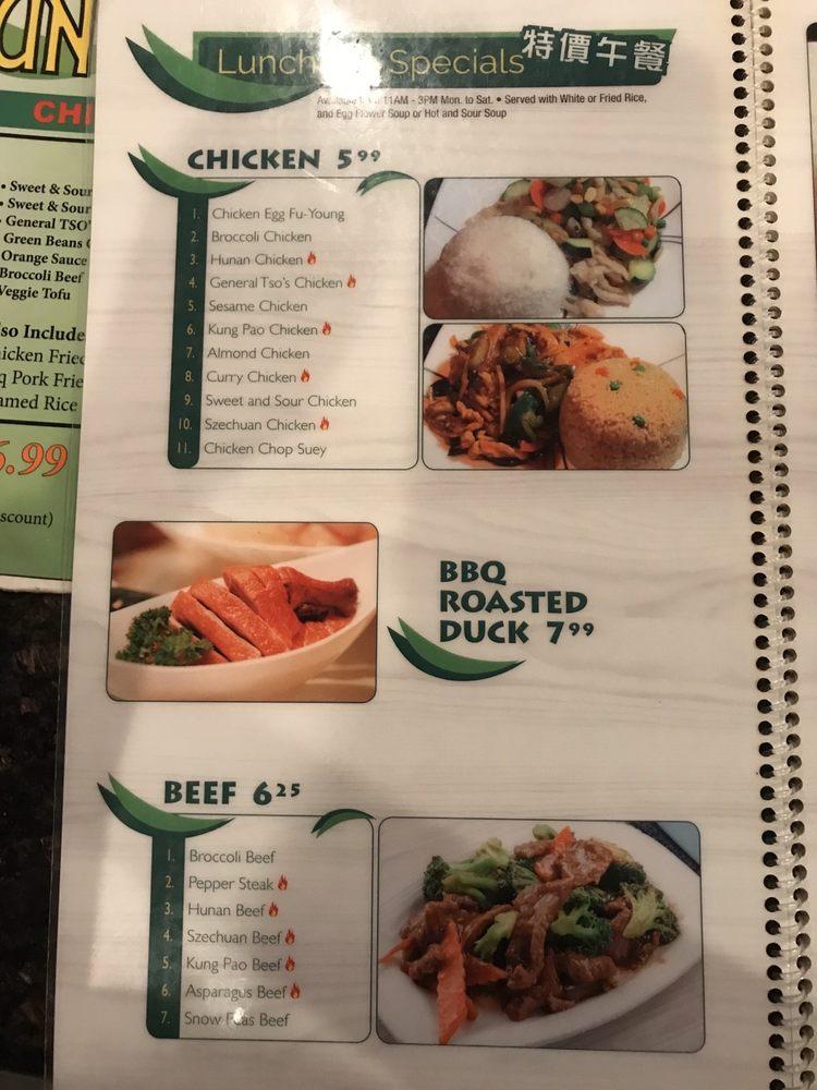 Menu at Sun garden chinese bistro restaurant, El Paso