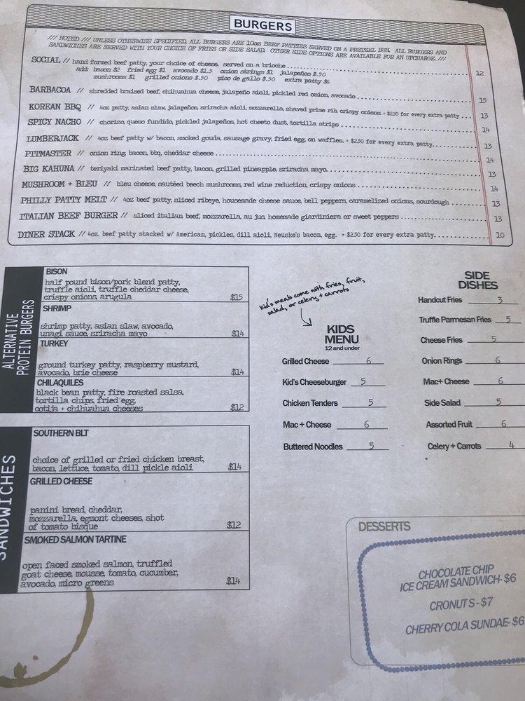 Menu At The Burger Social Pub Bar Wheaton