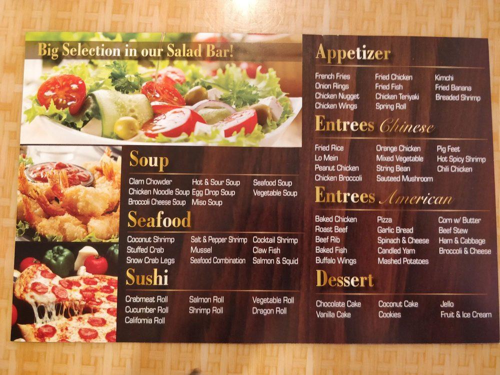 Menu at International Buffet restaurant, Montebello