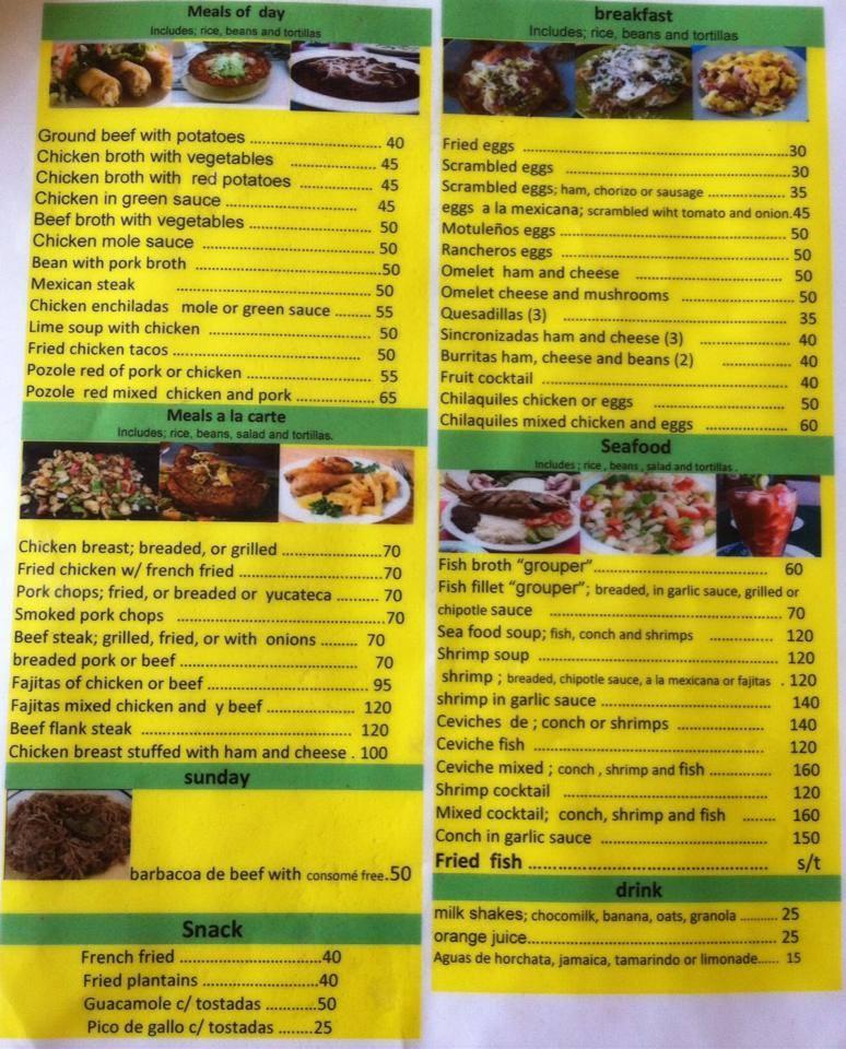Menu at LONCHERIA"CHELLY" San Miguel de Cozumel restaurant, San Miguel ...