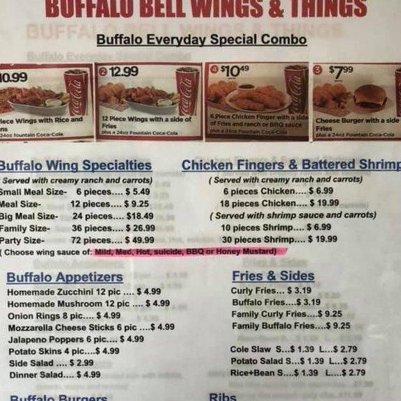 Menu at Buffalo Bell restaurant, Tucson
