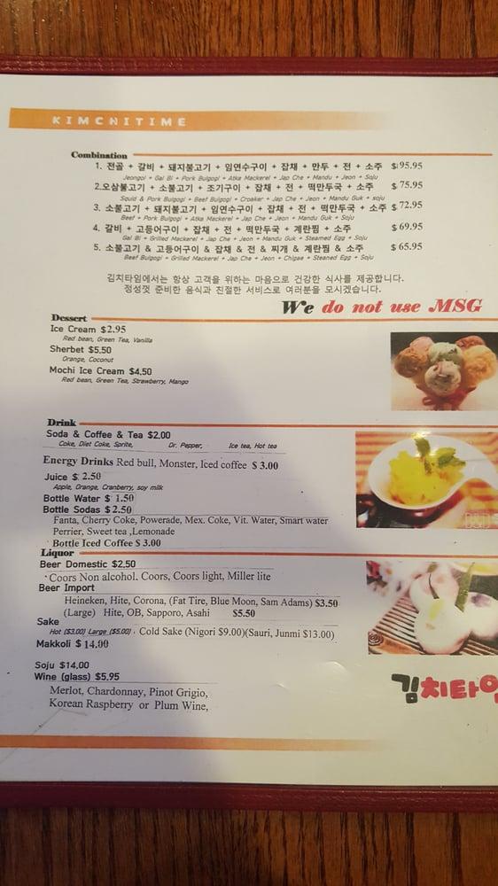 Menu at Kimchi Time restaurant, Tucson
