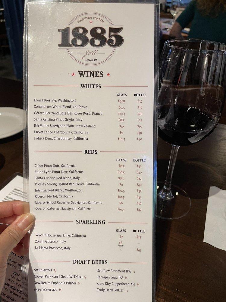 Menu at 1885 Grill- Acworth steakhouse, Acworth