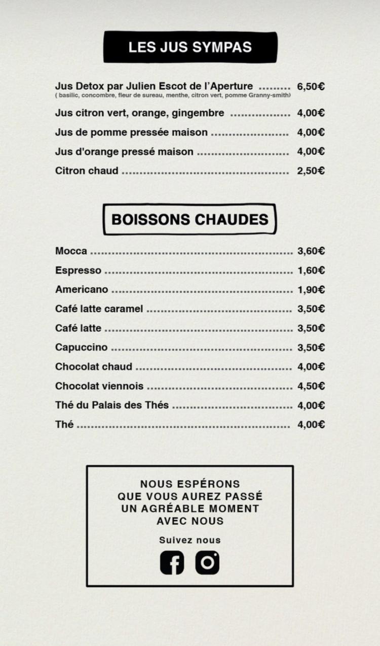 Menu at 2 Hands restaurant, Montpellier