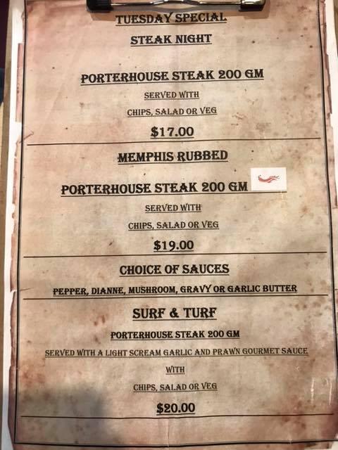Menu at Federal Hotel & Motel pub & bar, Berrigan