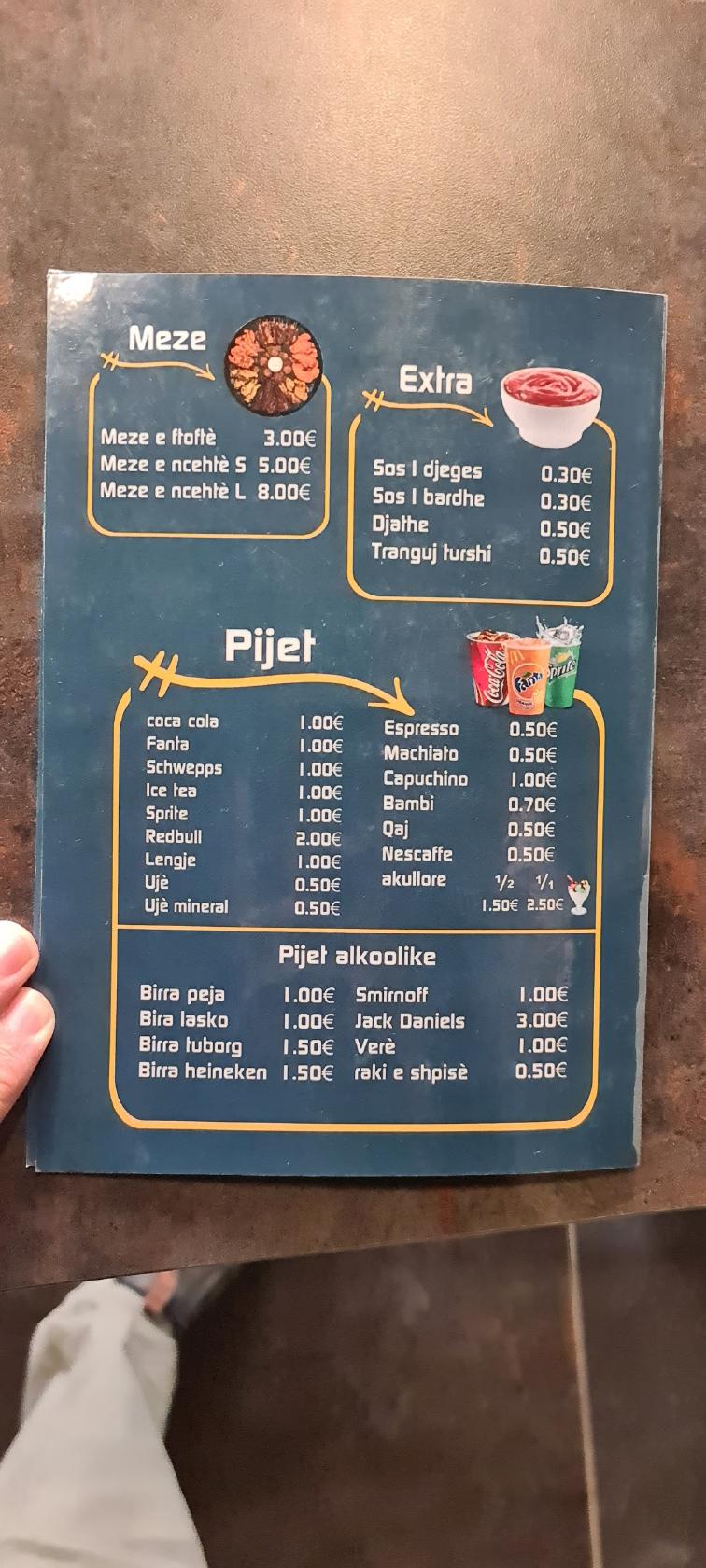 Speisekarte von MORO restaurant, Priština