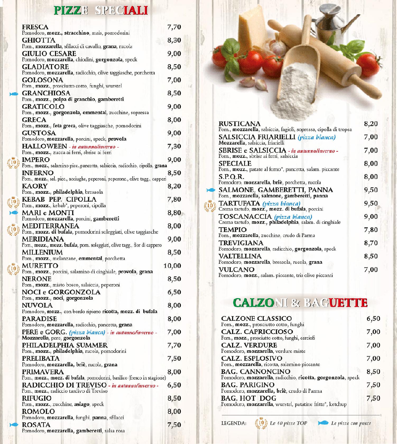 Menu da Antica Roma ristorante, Vigonza
