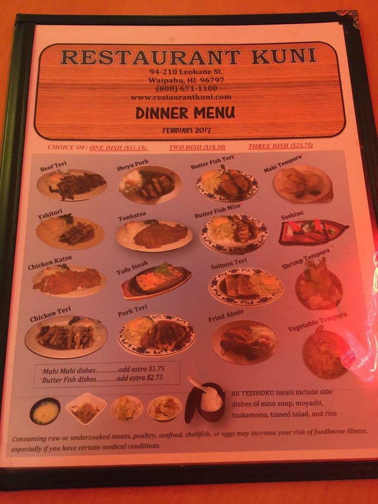 Menu at Kuni Restaurant and Catering, Waipahu