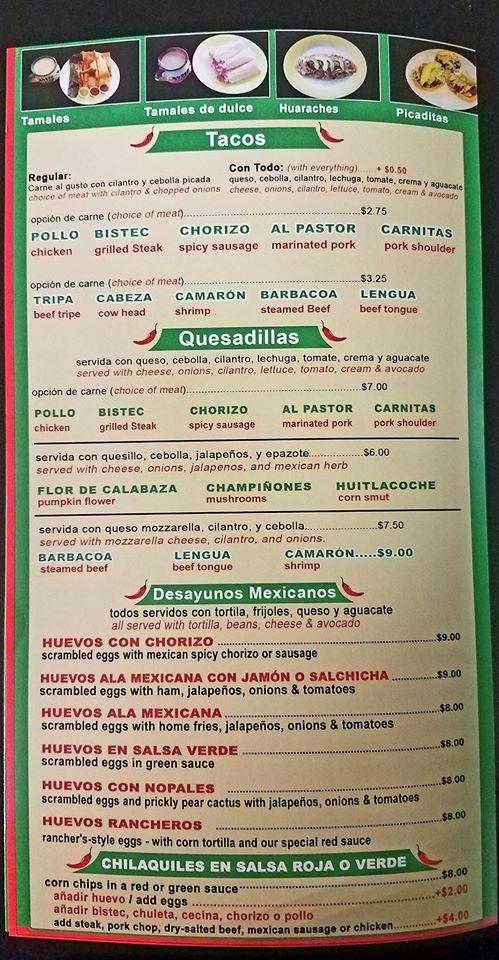 Menu at Rico Taco Mex 2 restaurant, Keansburg