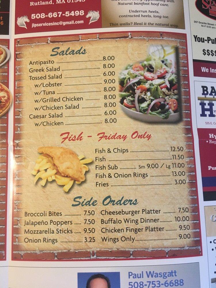 Menu at Steve's Pizza pizzeria, West Boylston, 341 MA-12