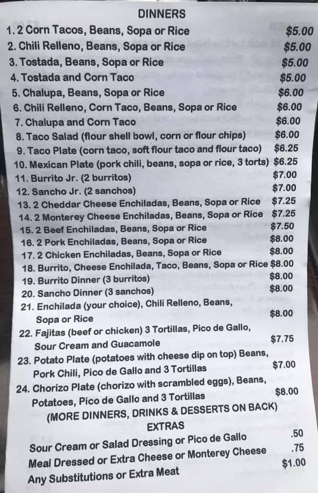 Menu at Delgado's restaurant, Great Bend