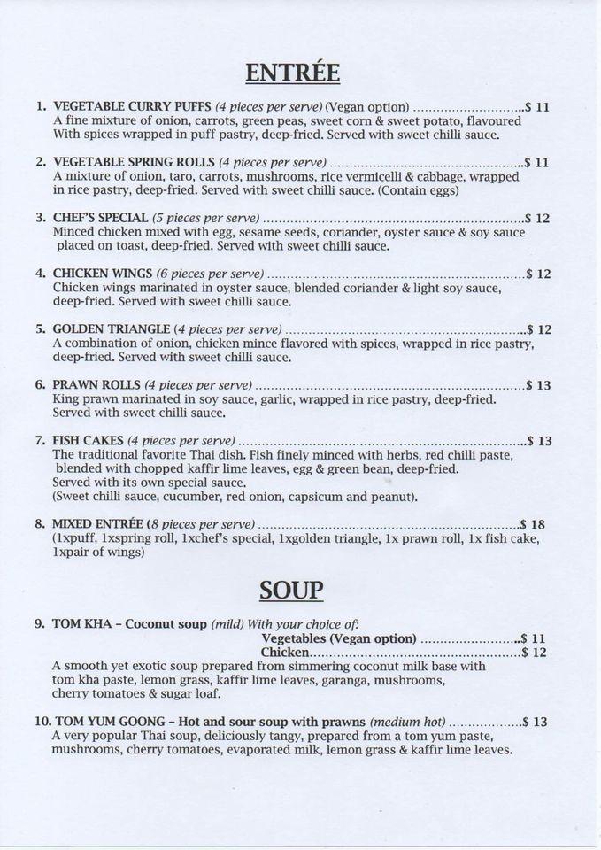 Menu at Som Tam Thai Restaurant, Maroochydore