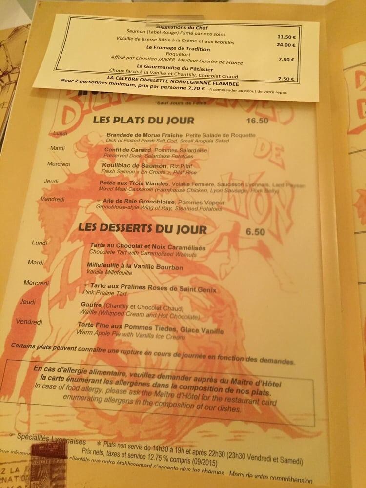 Menu au Brasserie Georges restaurant, Lyon
