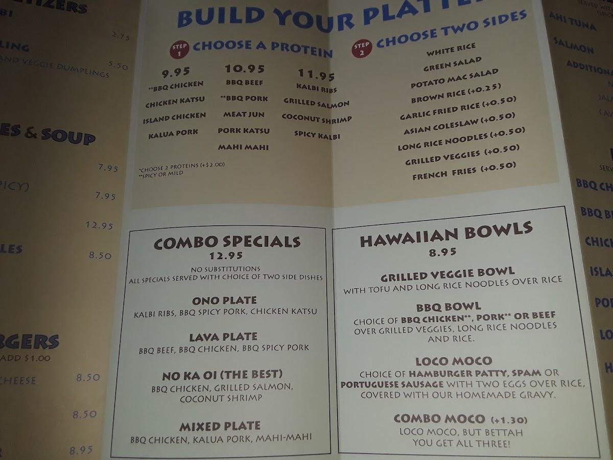 Menu at Da Luau Hawaiian Grill restaurant, Irvine, Jeffrey Rd