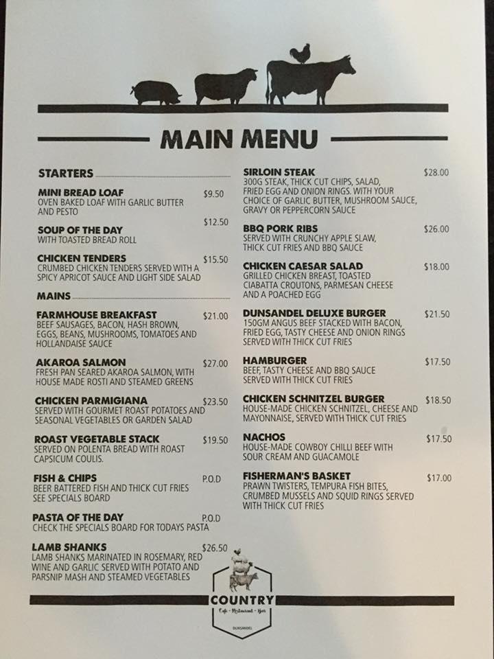 Menu at Dunsandel Tavern pub & bar, Dunsandel, Main S Rd