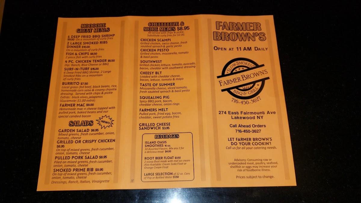 Menu at Farmer Brown's Beef & More restaurant, Lakewood