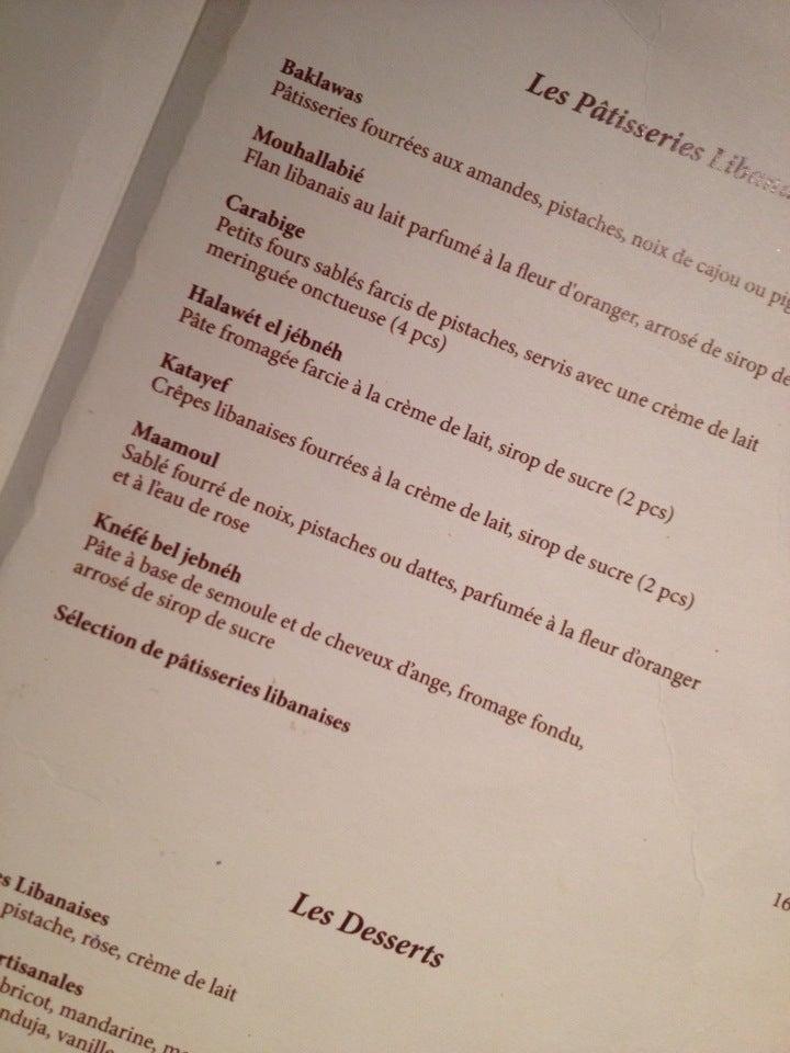 Speisekarte von OBEIRUT Lebanese Cuisine, Lausanne