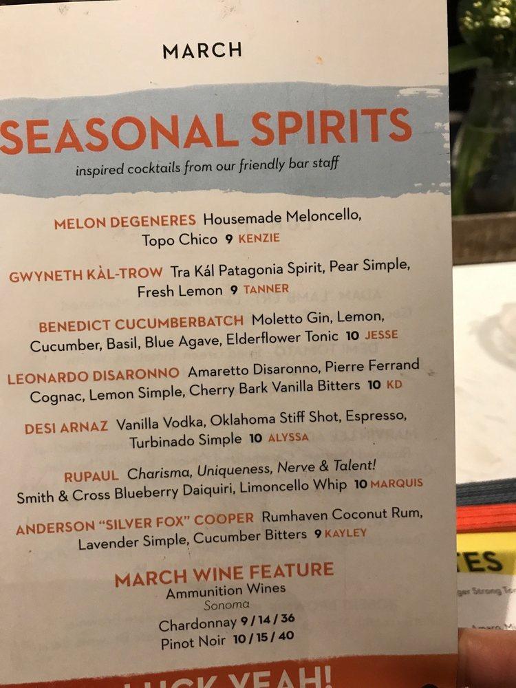 Menu at Picasso Cafe, Oklahoma City