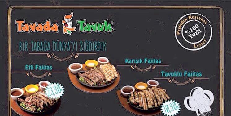 Menu at Tavada Tavuk TrendArena AVM, Turkey