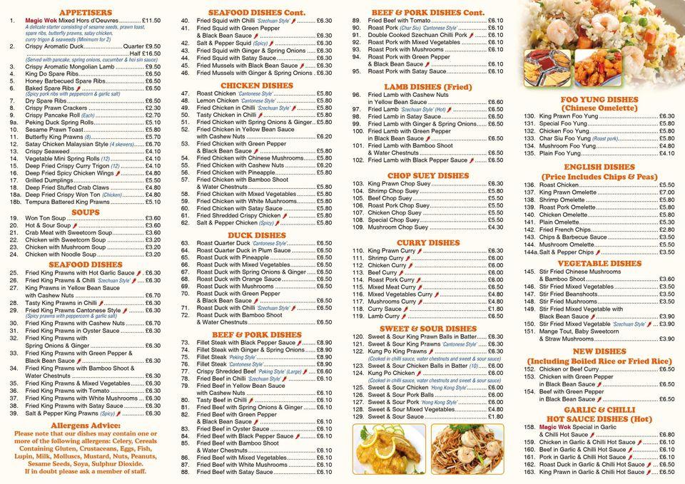 Menu at Magic Wok fast food, Saint Leonards