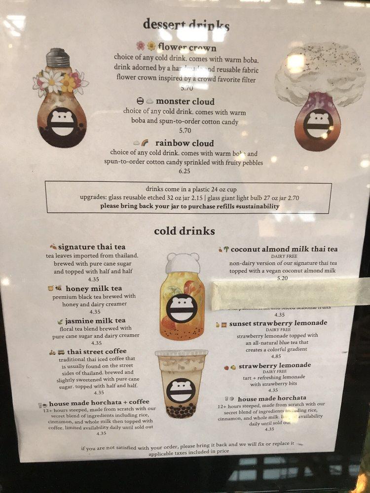 Menu at Mini Monster desserts, Anaheim
