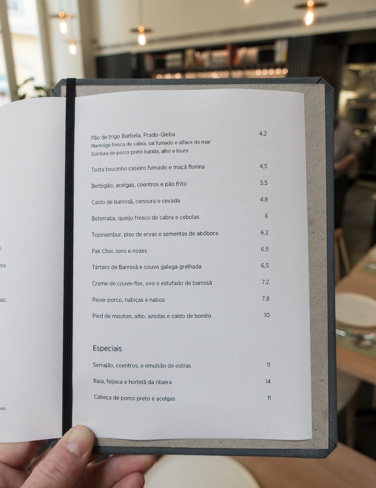 Menu at Prado restaurant, Lisbon, Tv. Pedras Negras 2
