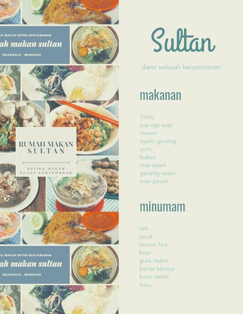 Menu at Rumah makan sultan dan kolam renang, Wonogiri