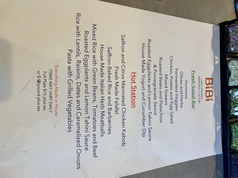 Menu at BiBi Mediterranean Inspired Food and Specialties restaurant ...