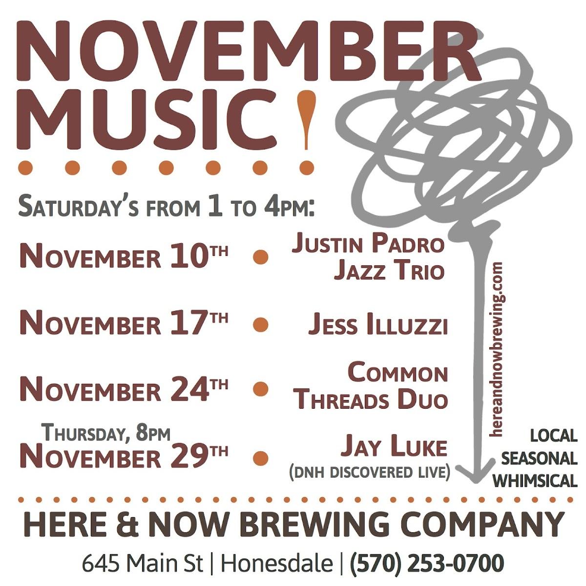 Menu at Here & Now Brewing Company restaurant, Honesdale