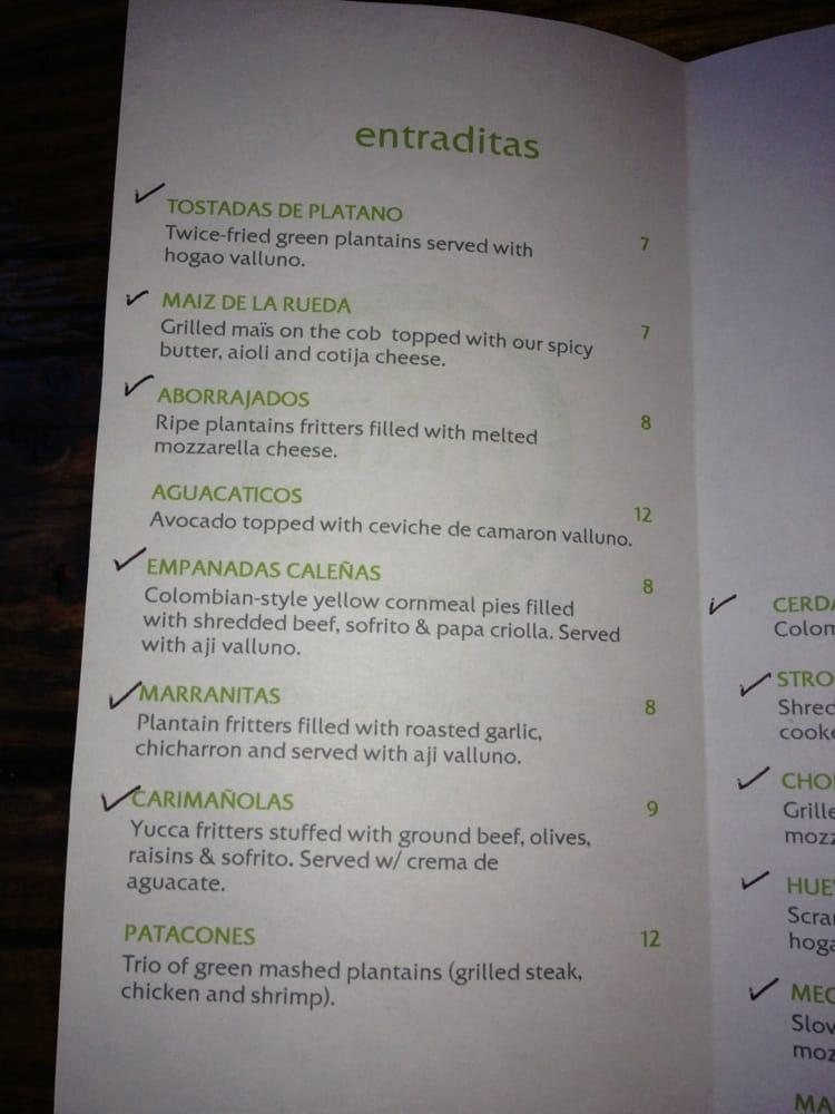 Menu at Maïs Arepas pub & bar, New Orleans