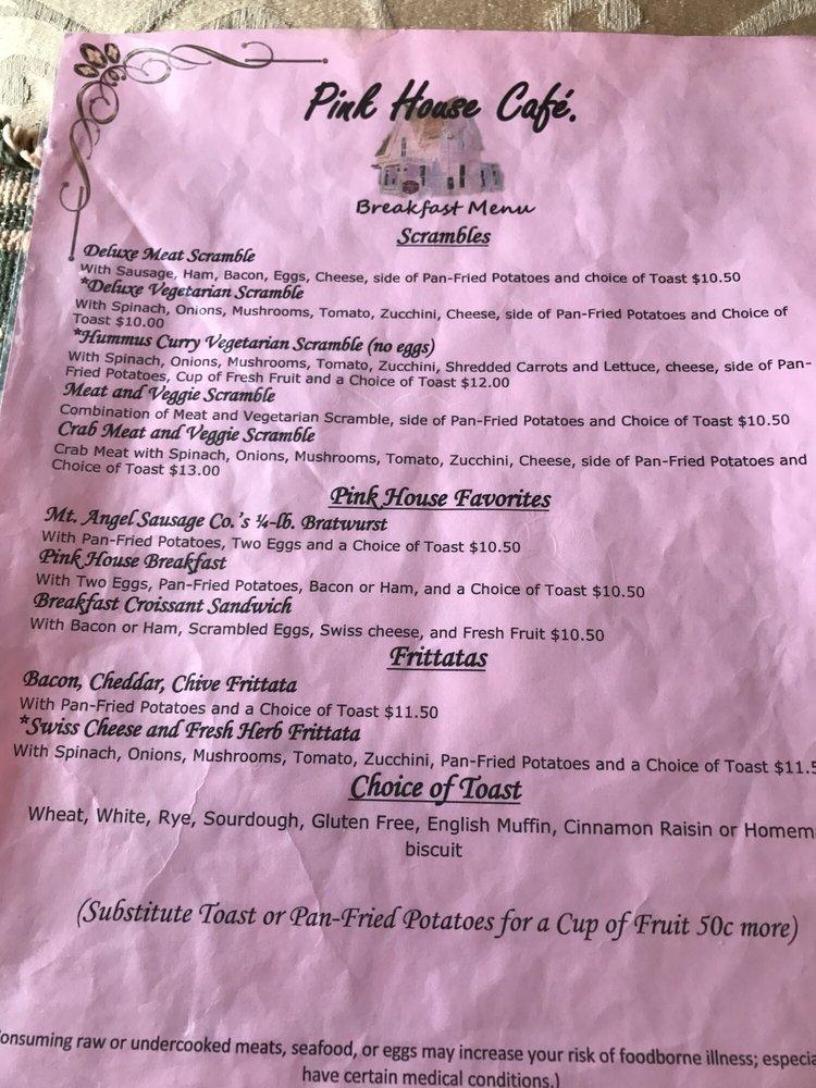 Menu at Pink House Cafe, Independence