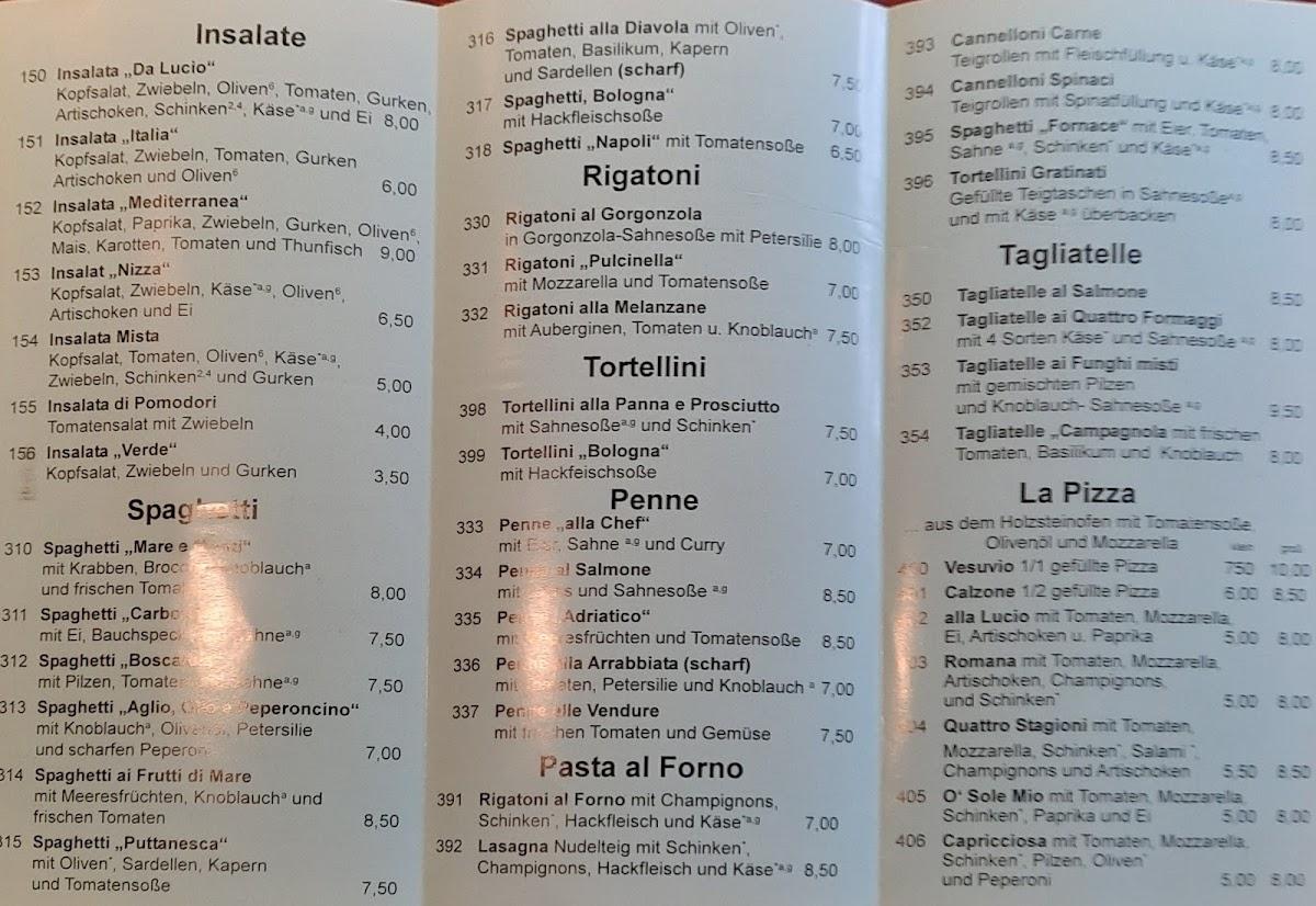 Speisekarte von Da Lucio restaurant, Hersbruck