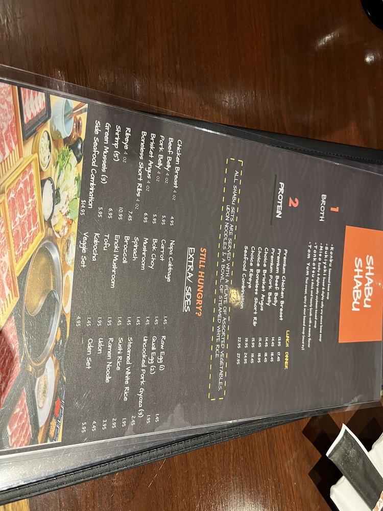 Menu at TABE-MONO Sushi & Shabu restaurant, Phoenix