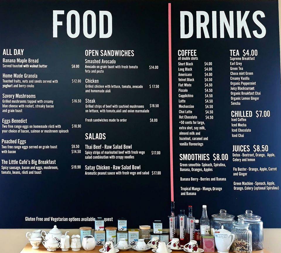 Menu at The Little Cafe, Blenheim