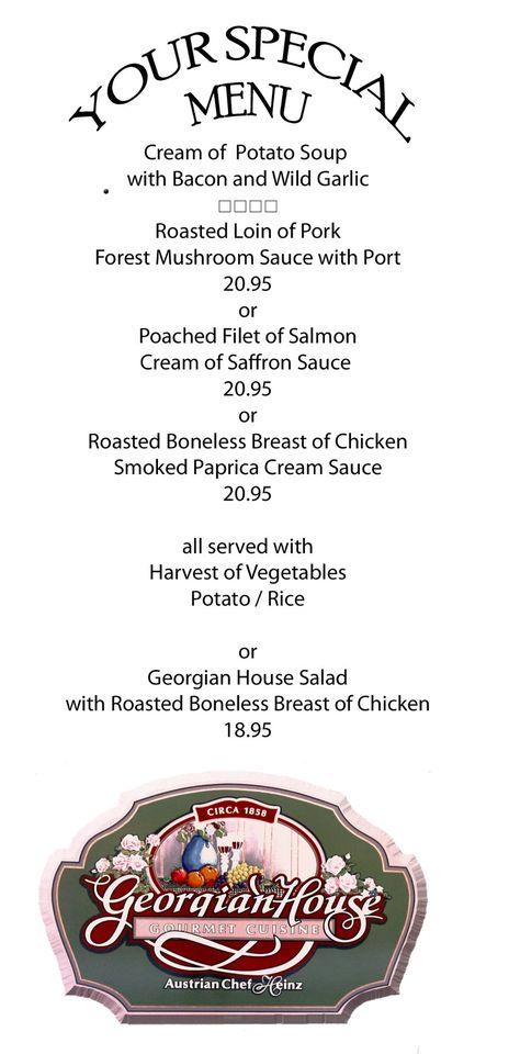 Menu at Georgian House 1858 club, Alexandria