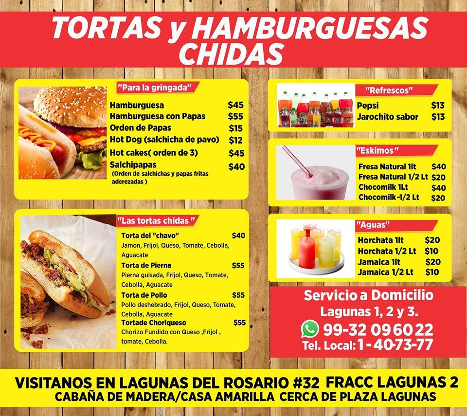 Carta de Tortas Chidas", Villahermosa