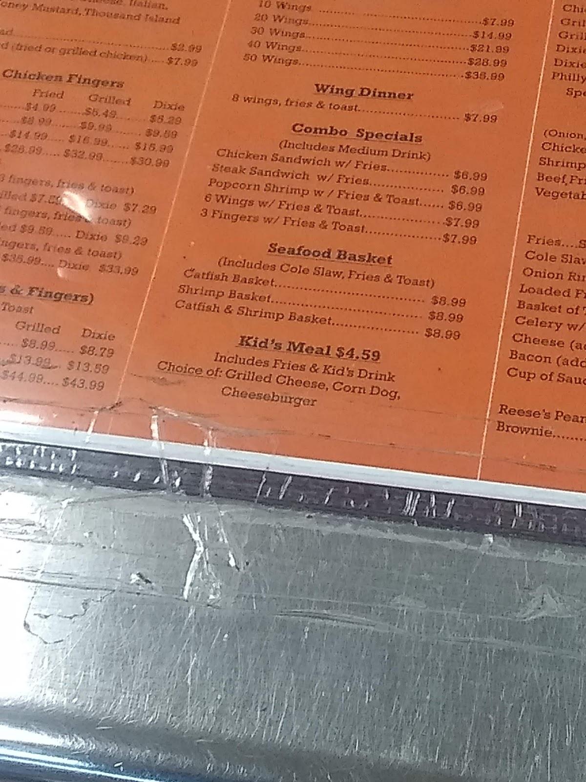 Menu at Dixie Wings restaurant, Phenix City, Lee County Rd 240