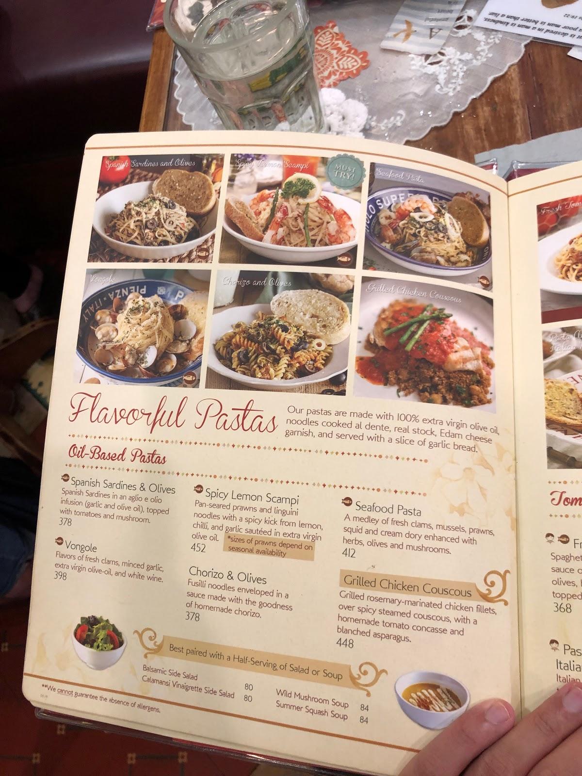 Menu at Mary Grace Cafe - Greenbelt 2, Makati, GF Greenbelt 2 Esperanza ...