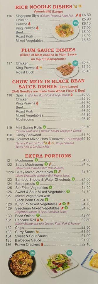 Menu at Ocean City fast food, Weymouth