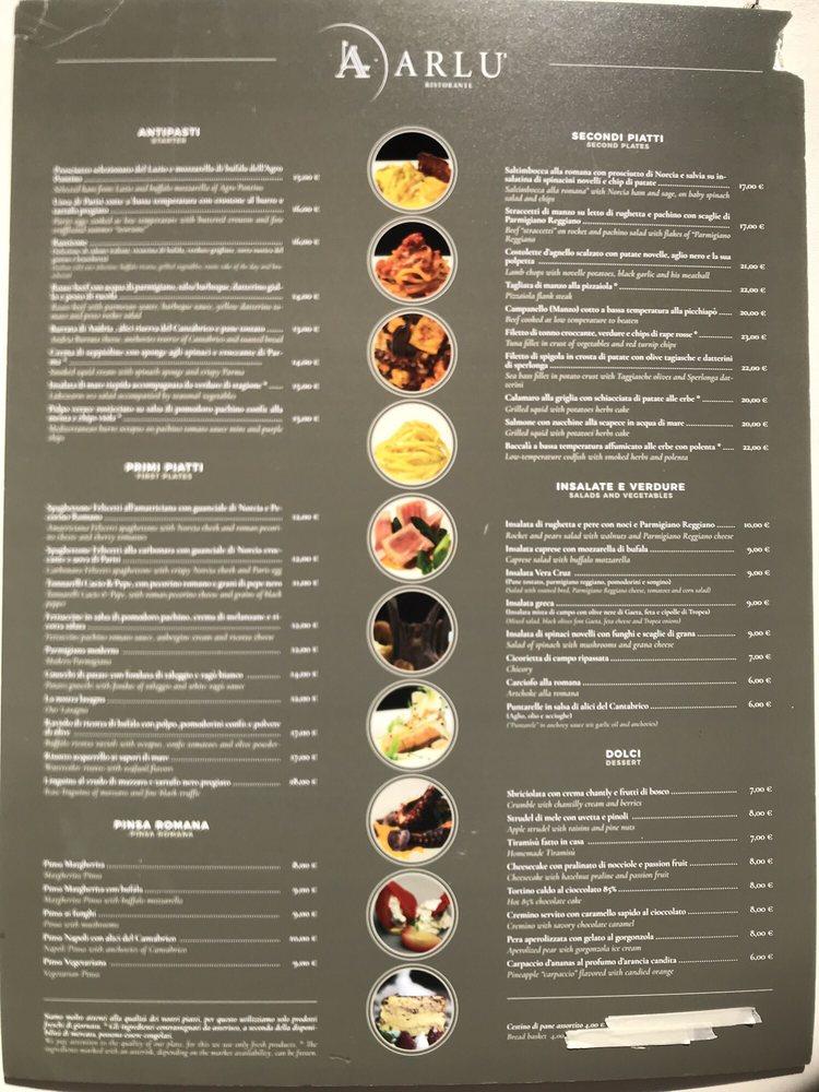 Menu at Ristorante Arlù, Rome, Borgo Pio