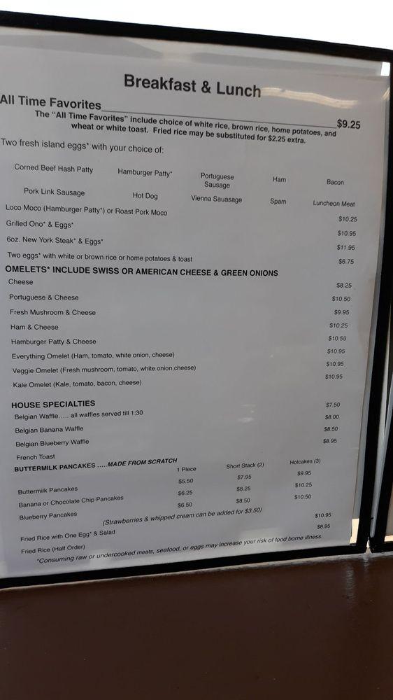 Menu at Times Coffee Shop Kailua restaurant, Kailua, 153 Hamakua Dr Ste A