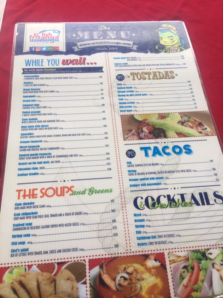 Menu at El Fish Fritanga restaurant, Cancún, Blvd. Kukulcan